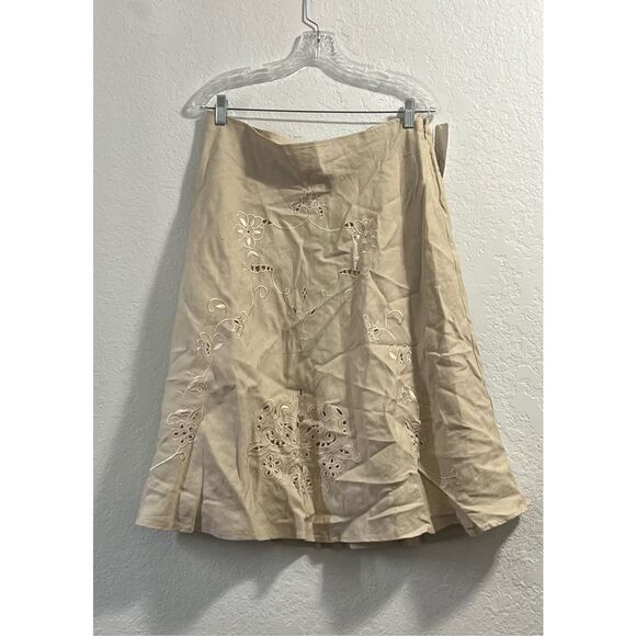 LUCY PEREDA | Skirts | Nwt Lucy Pereda 8 Linen Eyelet Cutout Aline ...